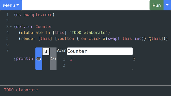 Introducing Visual and Interactive-Syntax realized (VISr) for ClojureScript (and JavaScript)